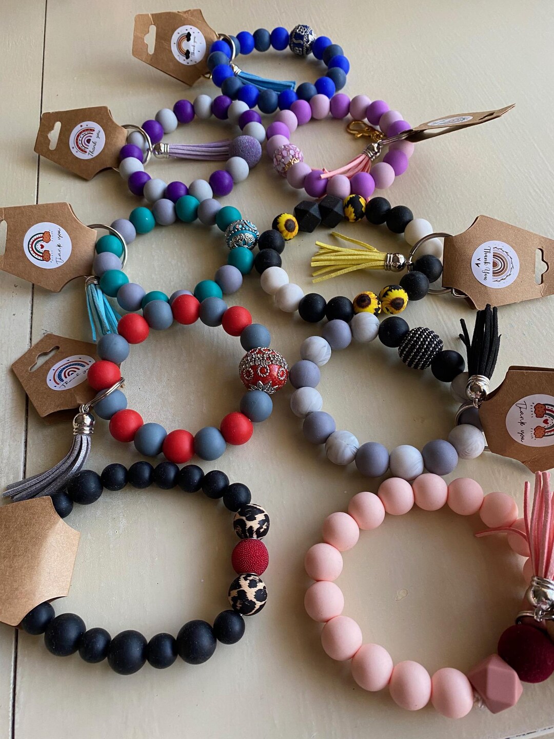 Wristlet With Focal Bead Keychain Wristlet Key Ring Wristlet With Jesse ...