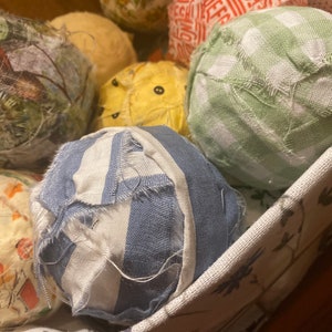 Primitive Rag Ball Decor | Farmhouse Bowl Fillers | Shabby Ornaments | Wreath Add Ons | Hand ...