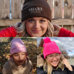 Text Knit Hat, Winter Toque, Custom Toque, Custom Embroidered Beanies ...