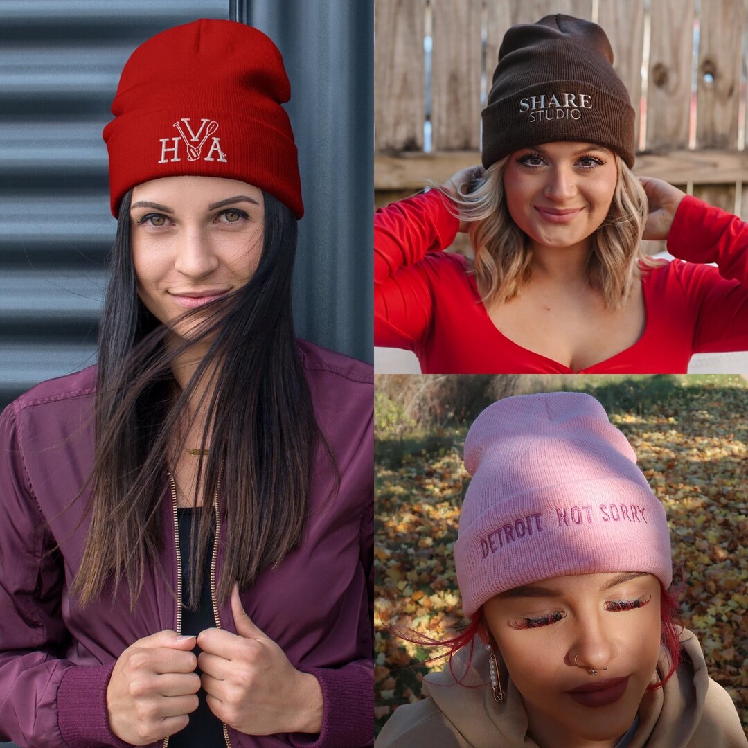 Text Knit Hat, Winter Toque, Custom Toque, Custom Embroidered Beanies ...
