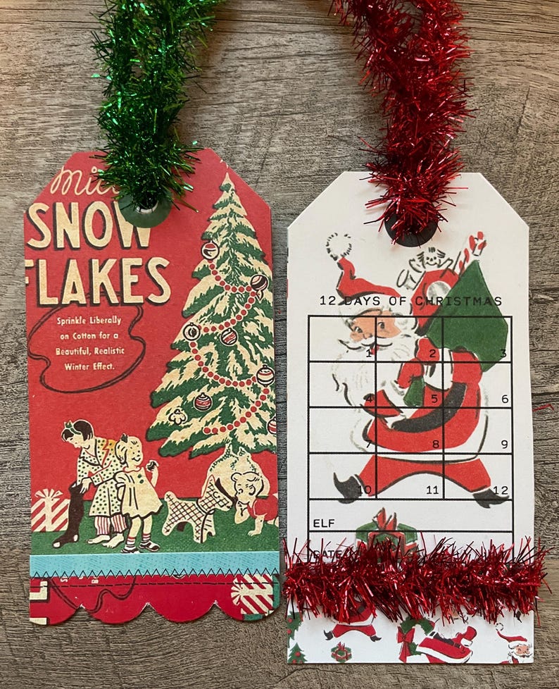Retro Christmas Tags (handmade Set of 4) - Etsy