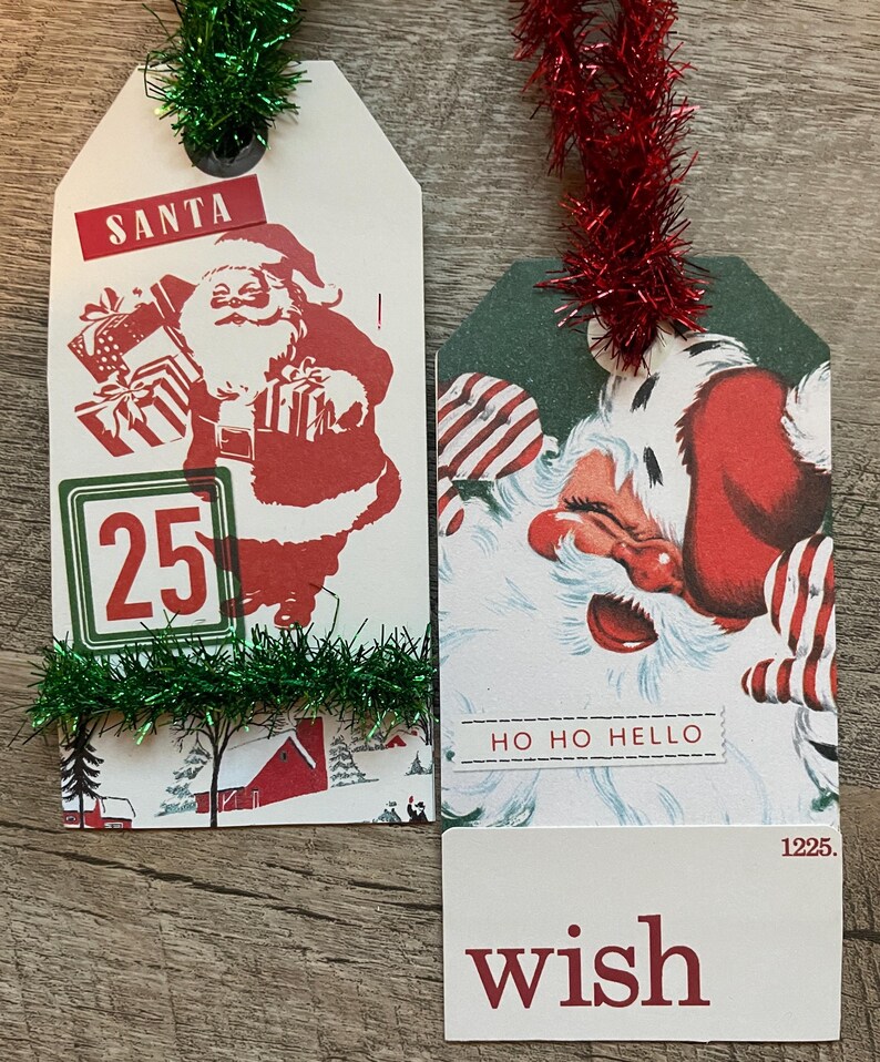 Retro Christmas Tags (handmade Set of 4) - Etsy