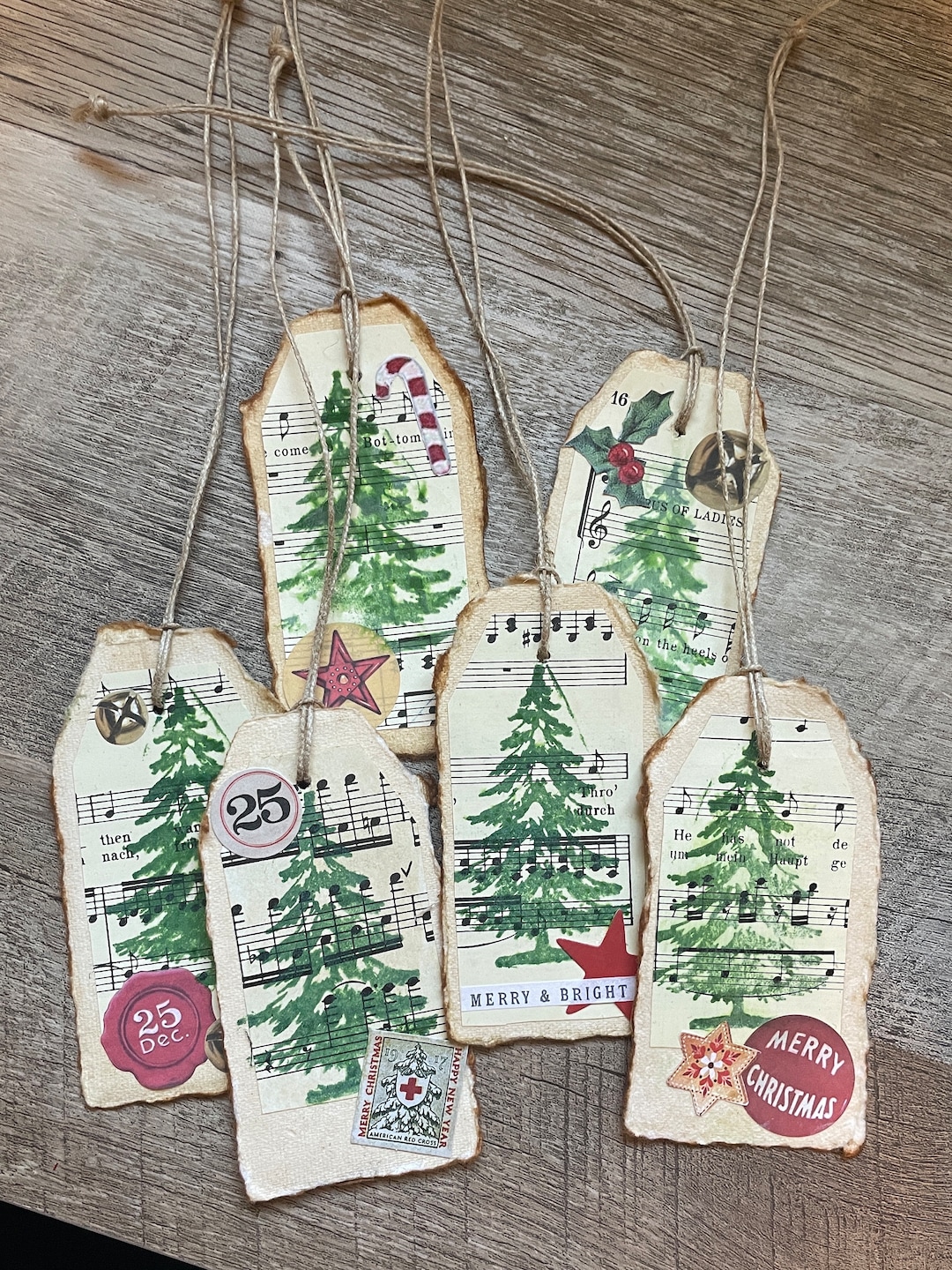Rustic Christmas Gift Tags (handmade Set of 6) - Etsy