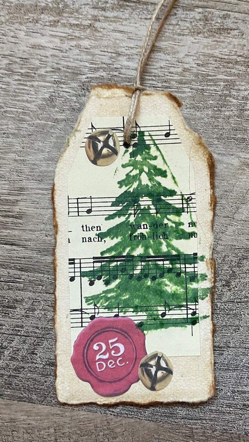 Rustic Christmas Gift Tags handmade Set of 6 - Etsy