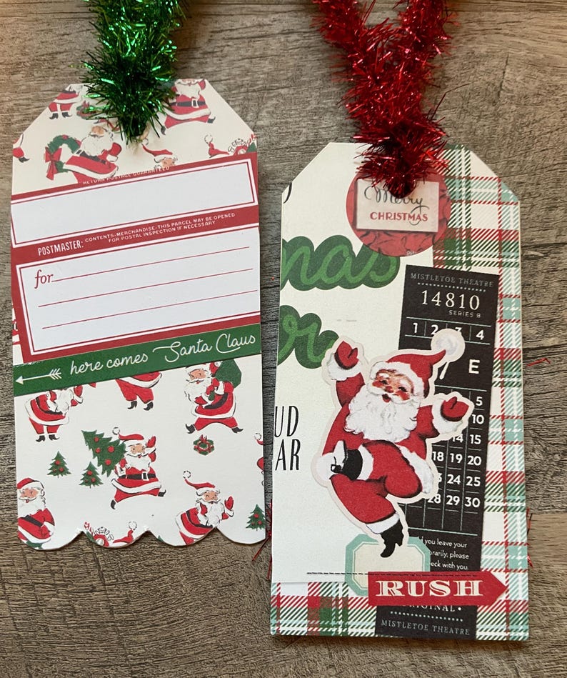 Retro Christmas Tags (handmade Set of 4) - Etsy
