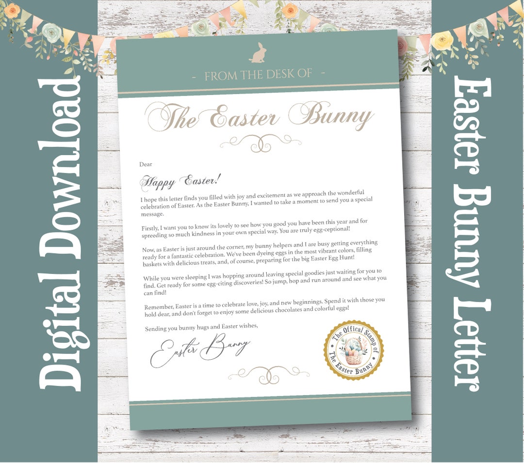 Letter From Easter Bunny, Printable Easter Bunny Letter, Easter ...