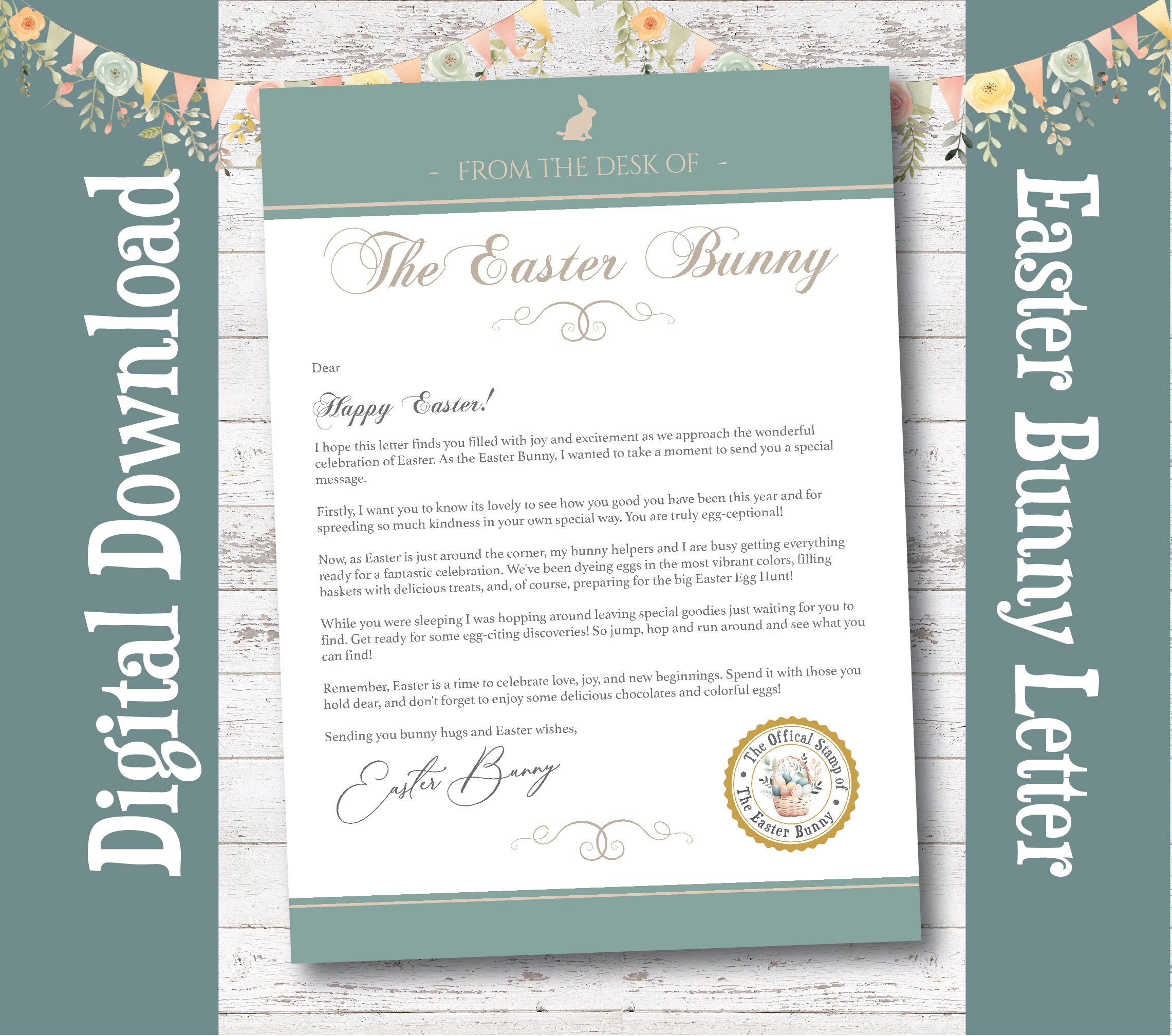 Letter From Easter Bunny, Printable Easter Bunny Letter, Easter ...