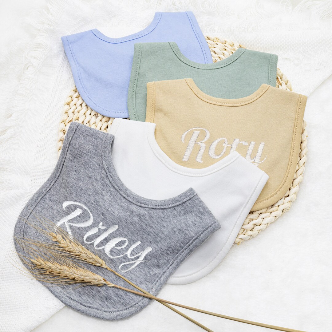 Personalized Embroidery Cotton Bib,custom Baby Bib,embroidery Baby Gift ...