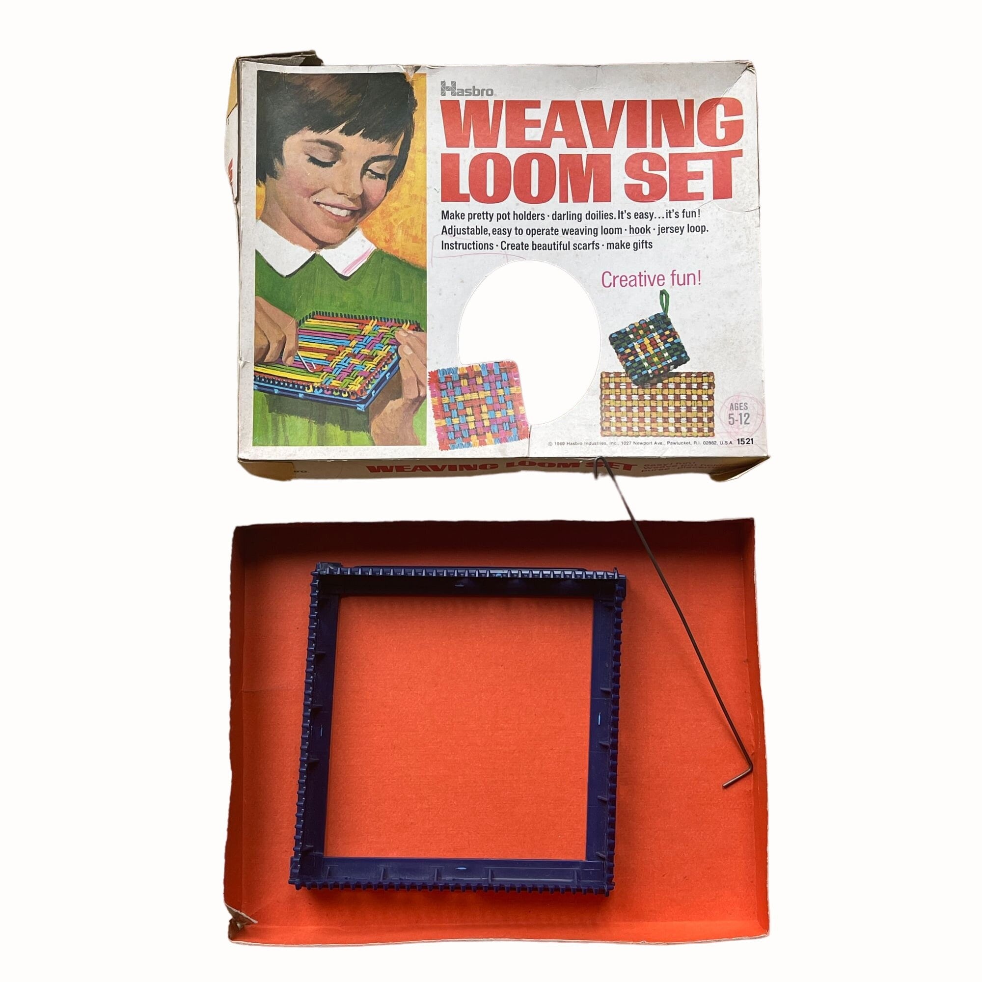 Vintage 1969 Hasbro Weaving Loom Set in Box Craft Potholders No Loops ...