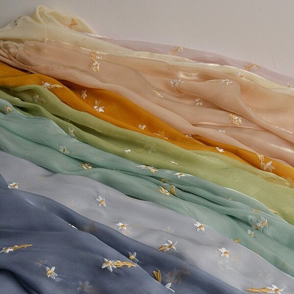 Embroidered Sheer Fabric - Etsy