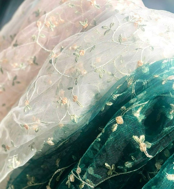 Embroidery Floral Mesh Fabric Stretch Mesh Lace Net Fabric | Etsy