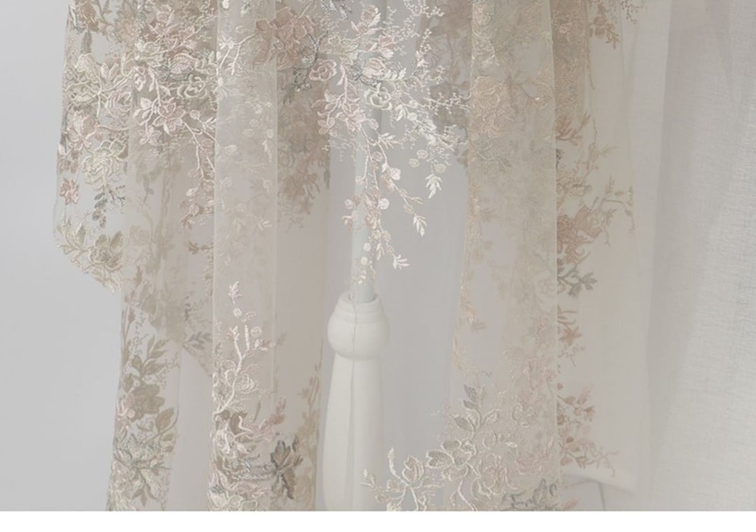 Transparent Floral Mesh Fabric Soft Luxury Breathable Mesh Fiber Bridal ...