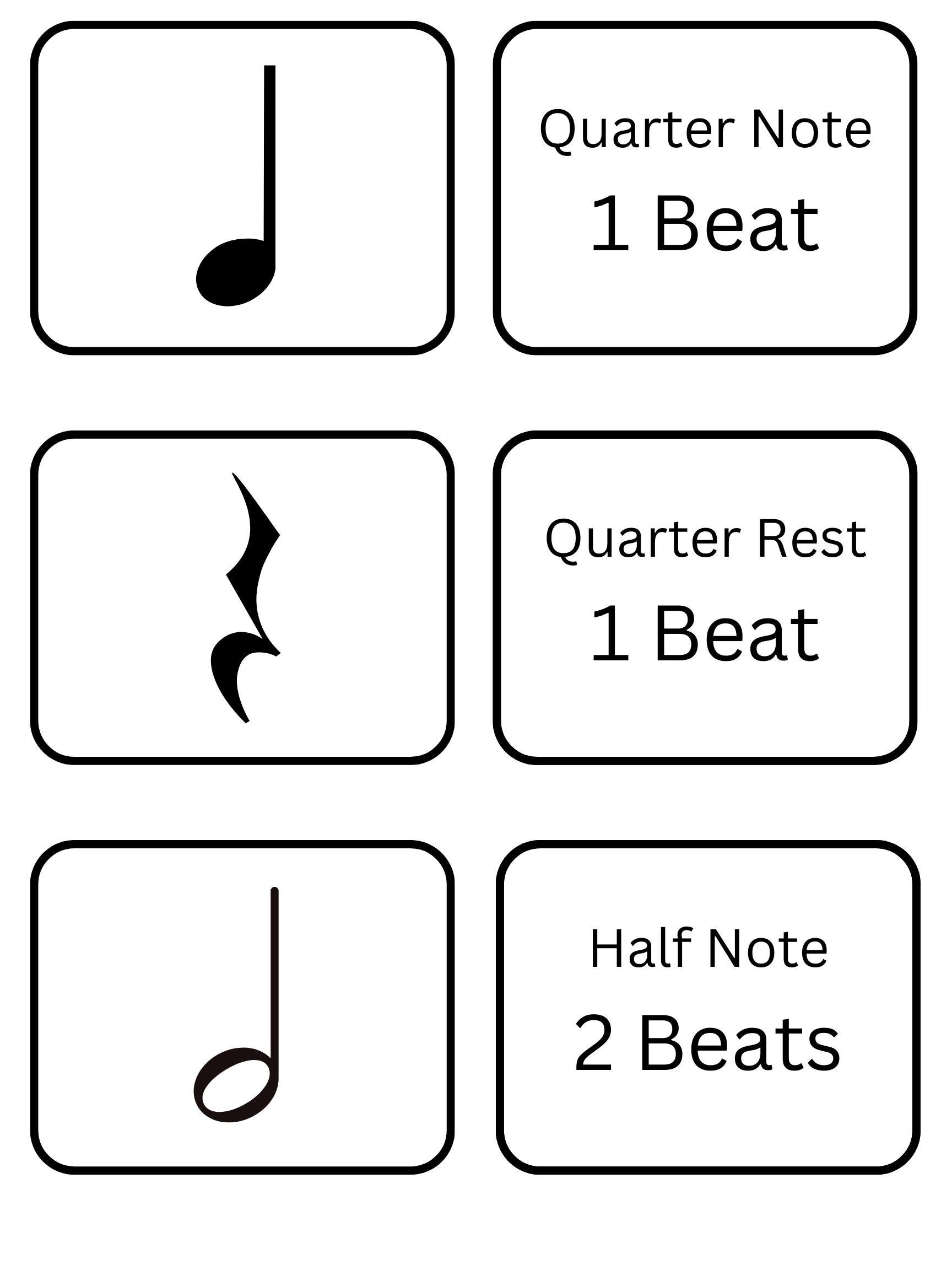 Music Note Beat Flash Cards Printable With Names for Music Students - Etsy