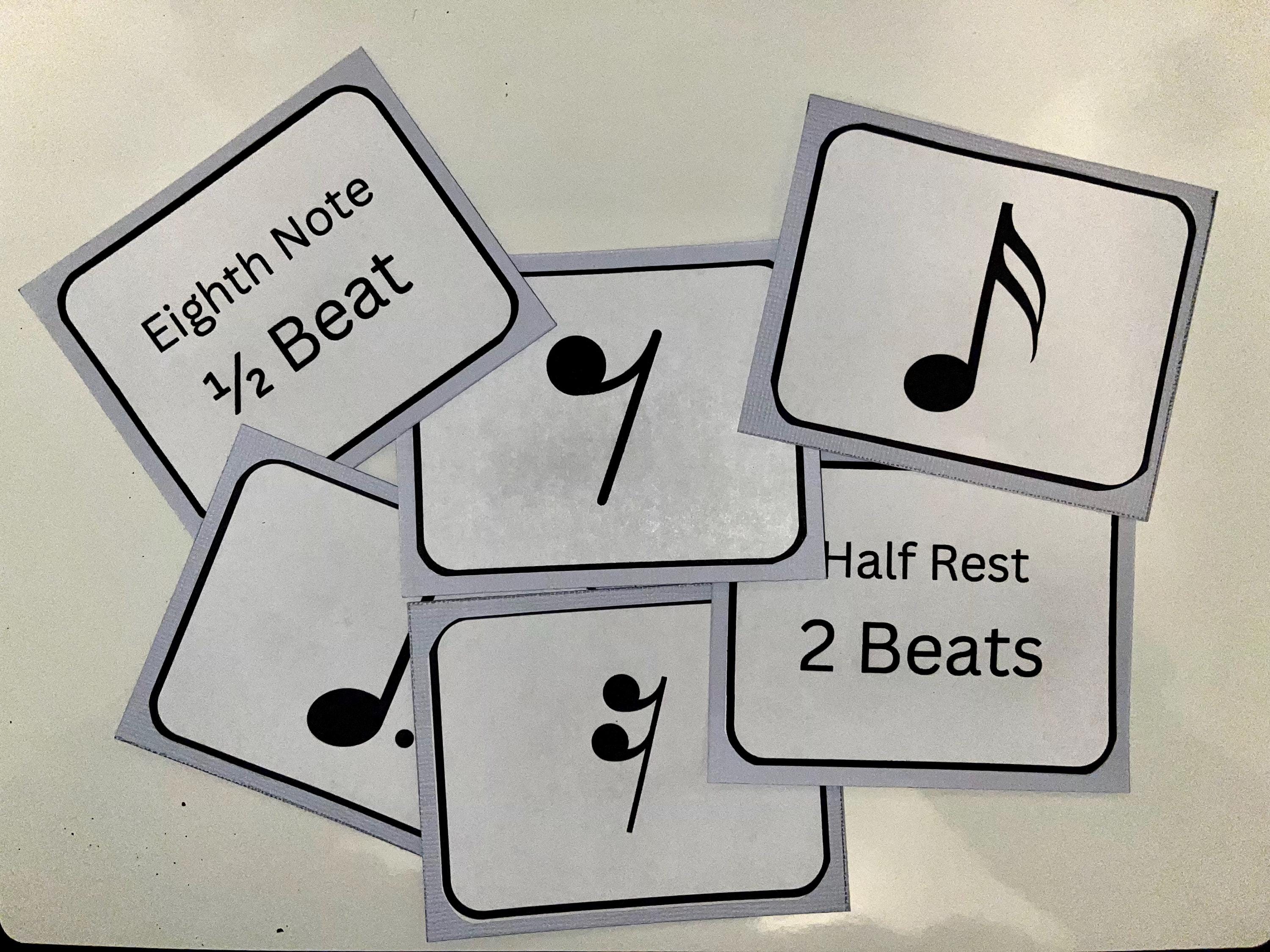 Music Note Beat Flash Cards Printable With Names for Music Students - Etsy