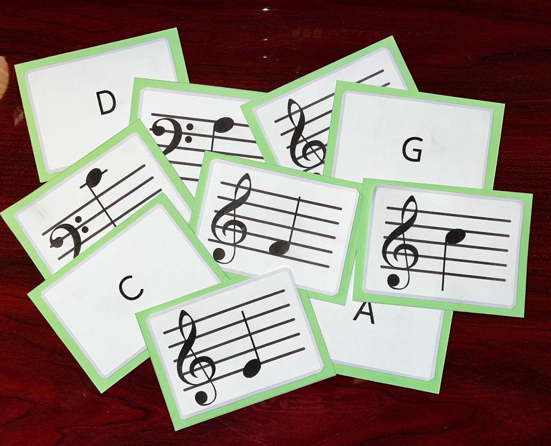 Music Note Flash Cards for Learning Notes Treble Clef & Bass Clef - Etsy UK