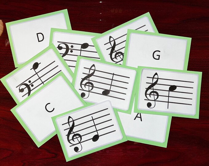 Big Music Notes Flash Cards - Full Page- Treble G and Bass F Clef ...