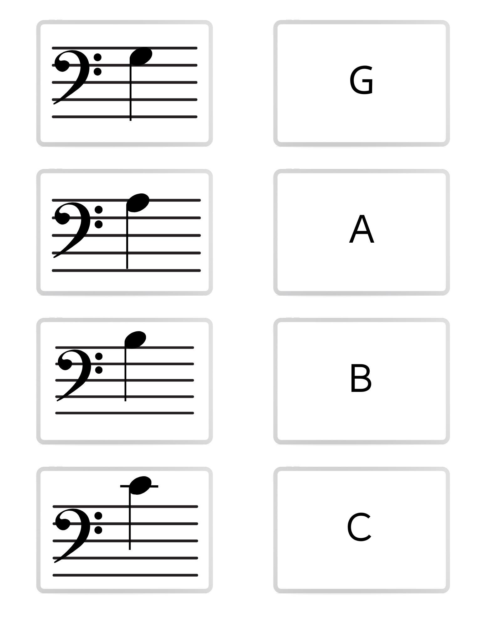 Music Note Flash Cards for Learning Notes Treble Clef & Bass Clef - Etsy