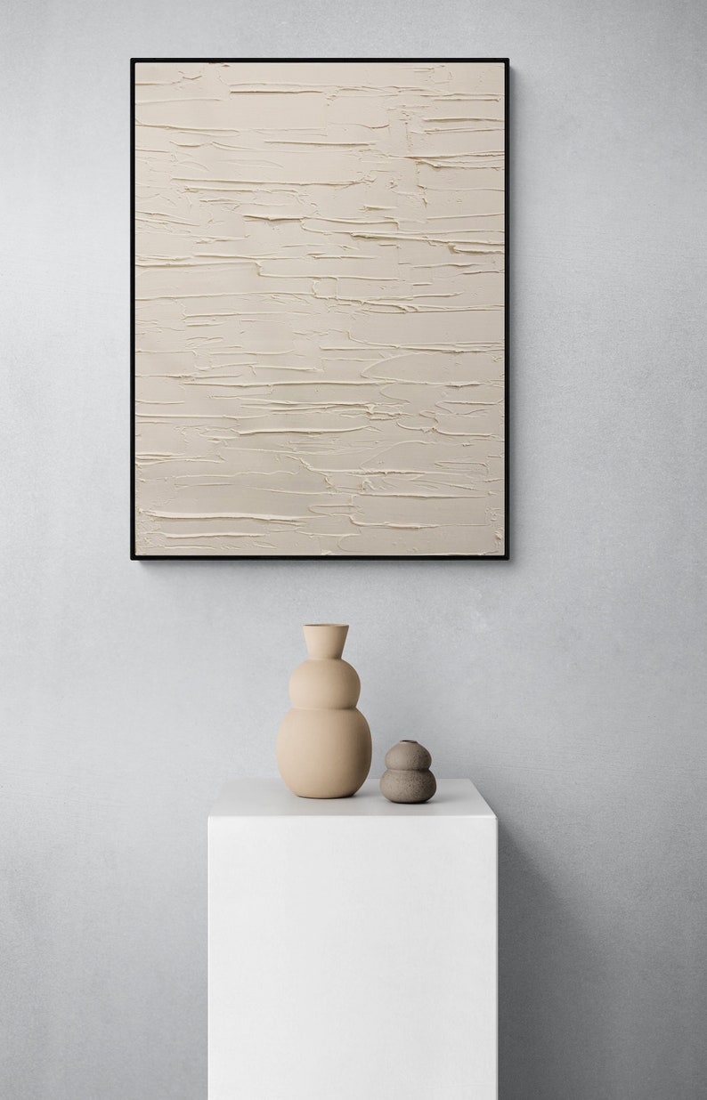 Textured Minimalist Art, Beige Textured Abstract Art, Plaster ...