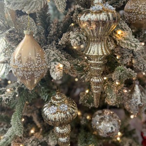 Set of 2 - Golden Glamour Jeweled Finial 12 Inch Ornaments - Etsy