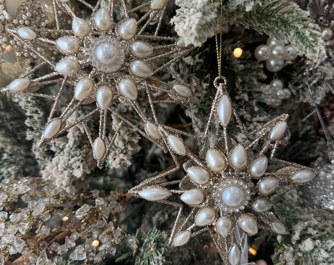 Snowflake With Pearls Ornament (set of 2) - Etsy