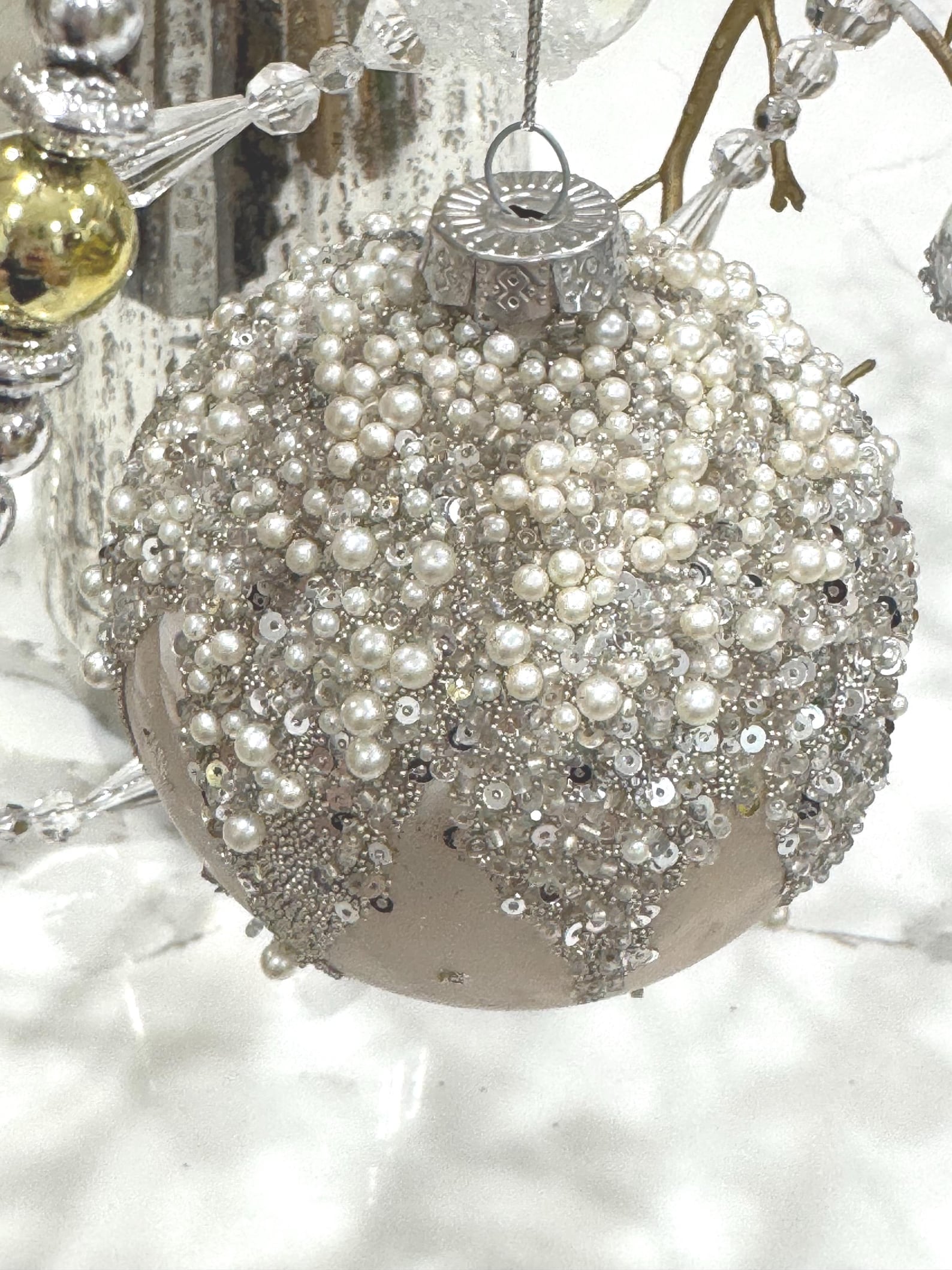 Ivory Snowfall Pearl Glass Ball Ornament - Etsy