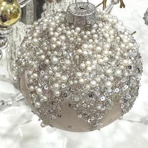 Ivory Snowfall Pearl Glass Ball Ornament - Etsy