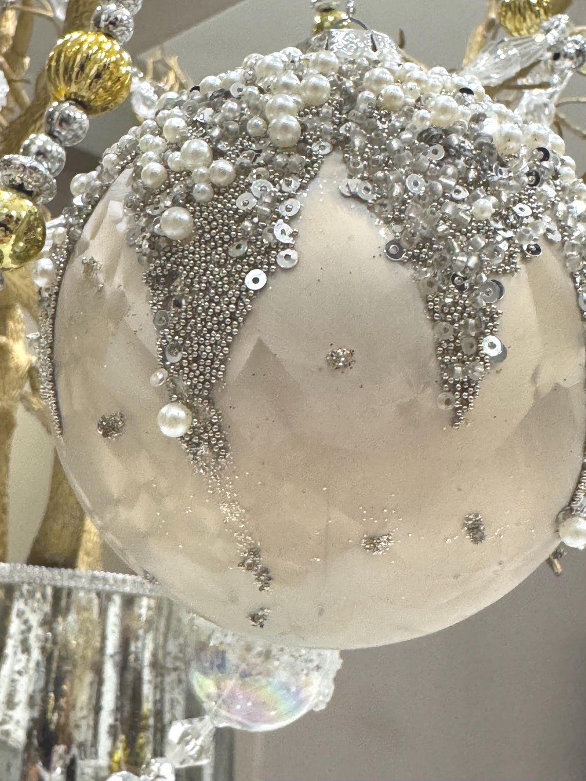 Ivory Snowfall Pearl Glass Ball Ornament - Etsy