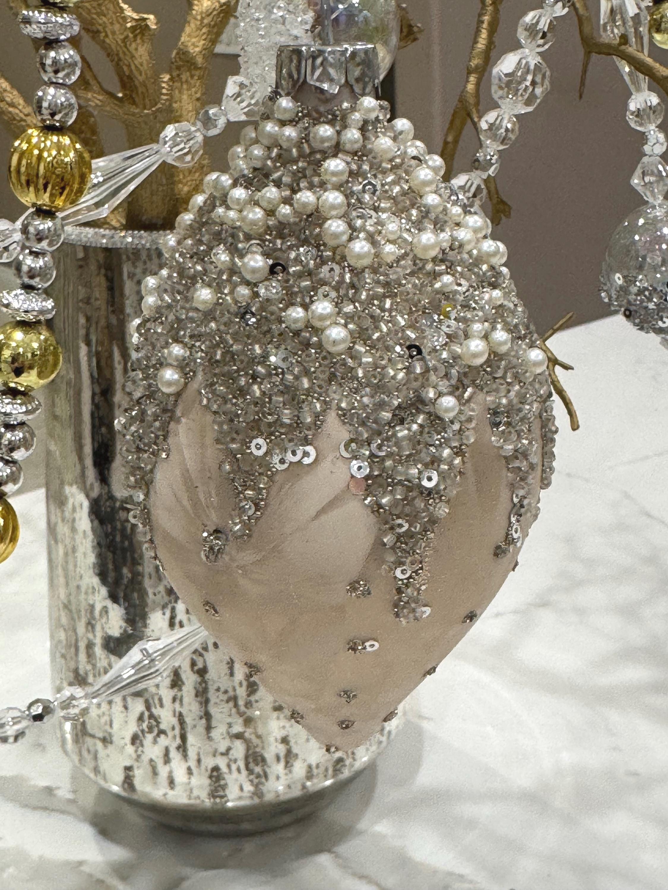Ivory Snowfall Pearl Glass Finial Ornament - Etsy