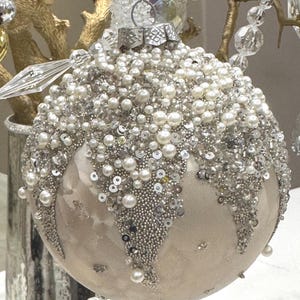 Ivory Snowfall Pearl Glass Ball Ornament - Etsy