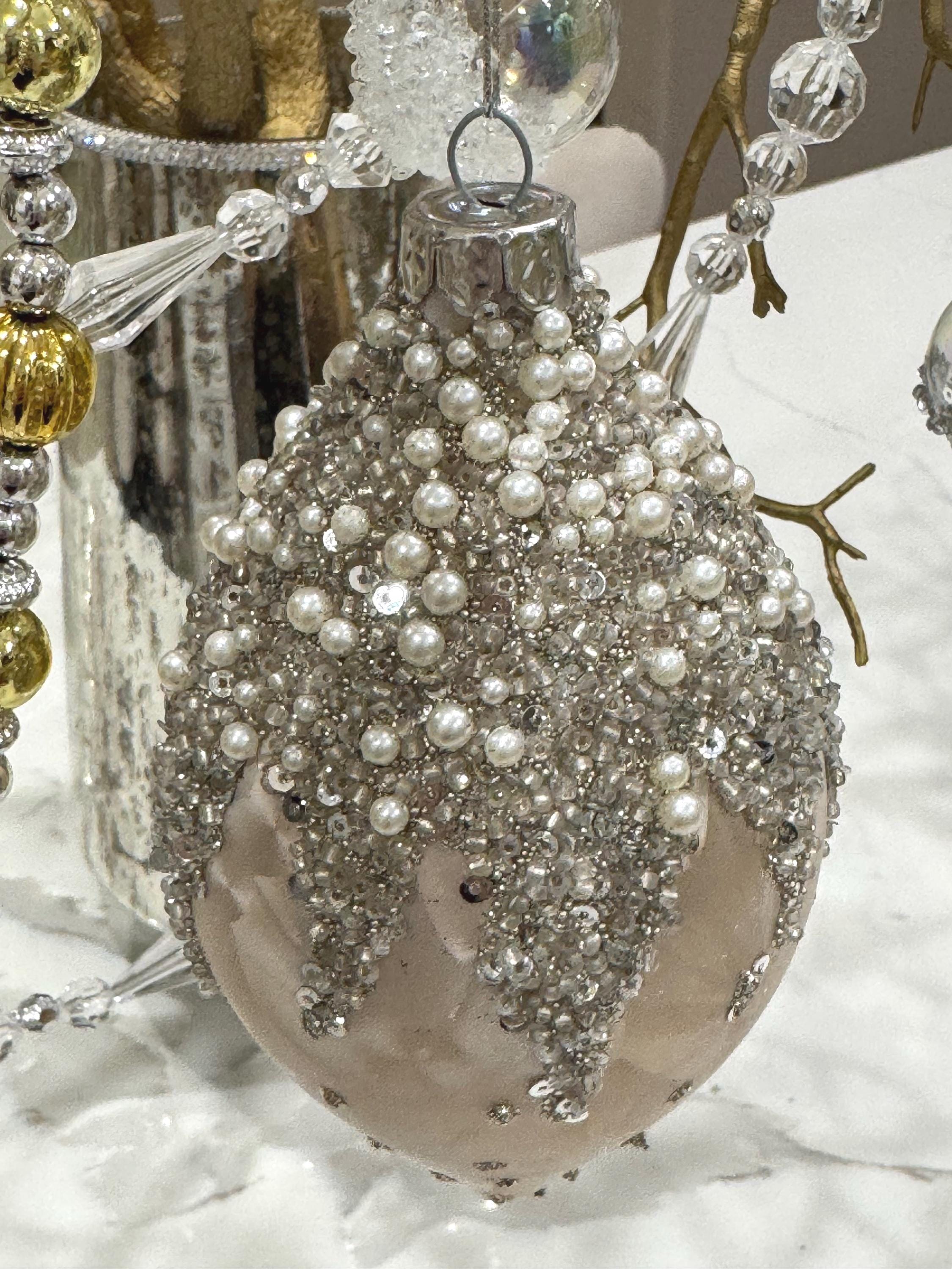 Ivory Snowfall Pearl Glass Finial Ornament - Etsy