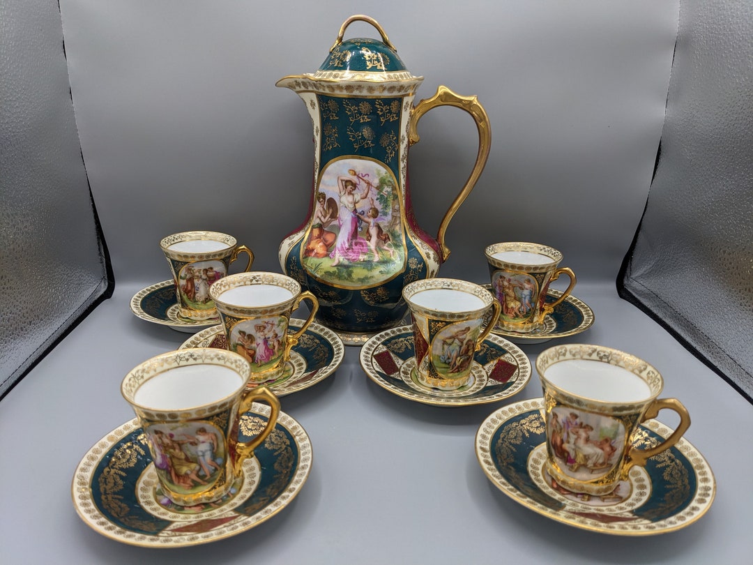 Antique Austria Royal Vienna Neoclassical 14pc Tea Set Beehive Mark ...