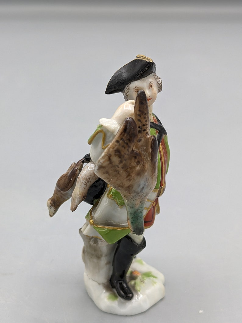 Rare Antique German Meissen Porcelain Figurine Hunter Swords Mark 8cm H ...