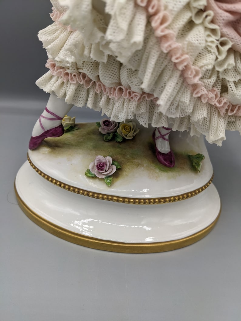 1915s Large German Volkstedt Ballerina Fanny Elssler Porcelain Lace ...