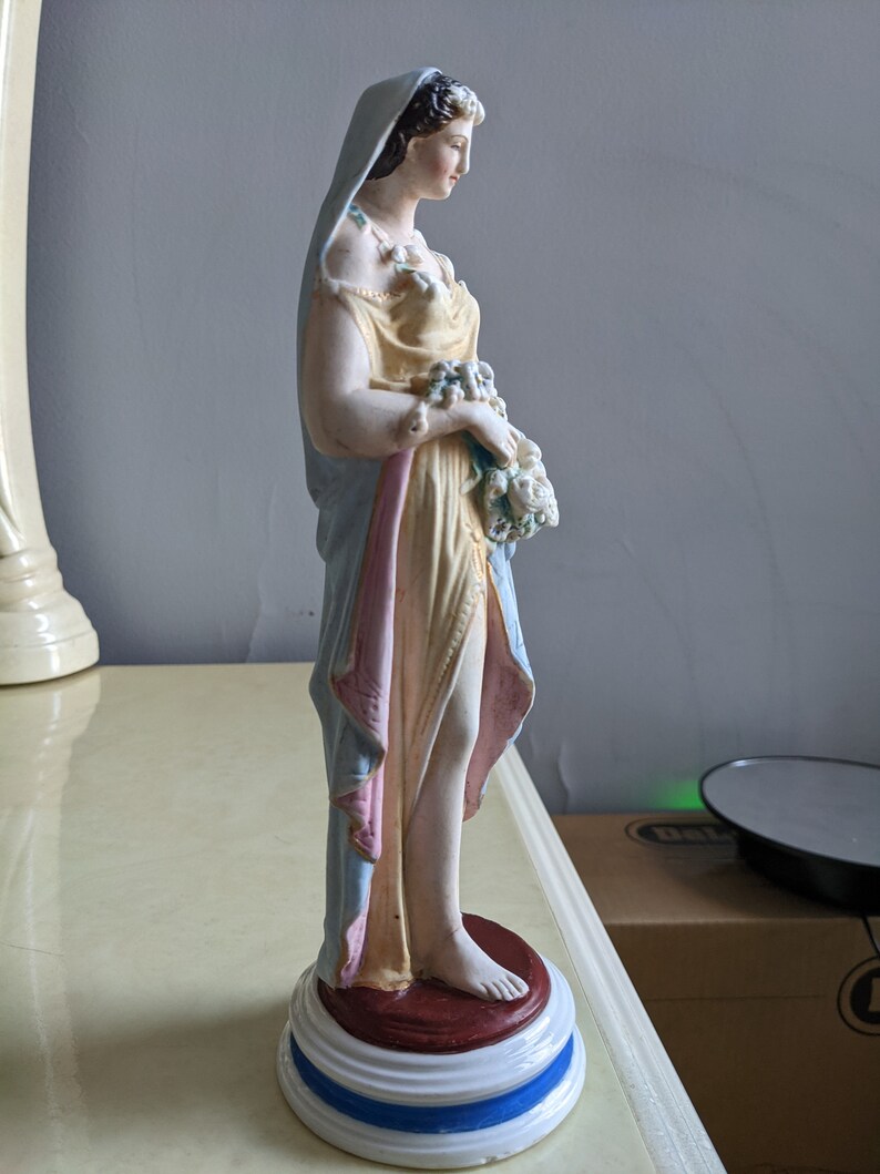 Antique Rare French Limoges Flower Girl Porcelain Polychrome Figurine ...