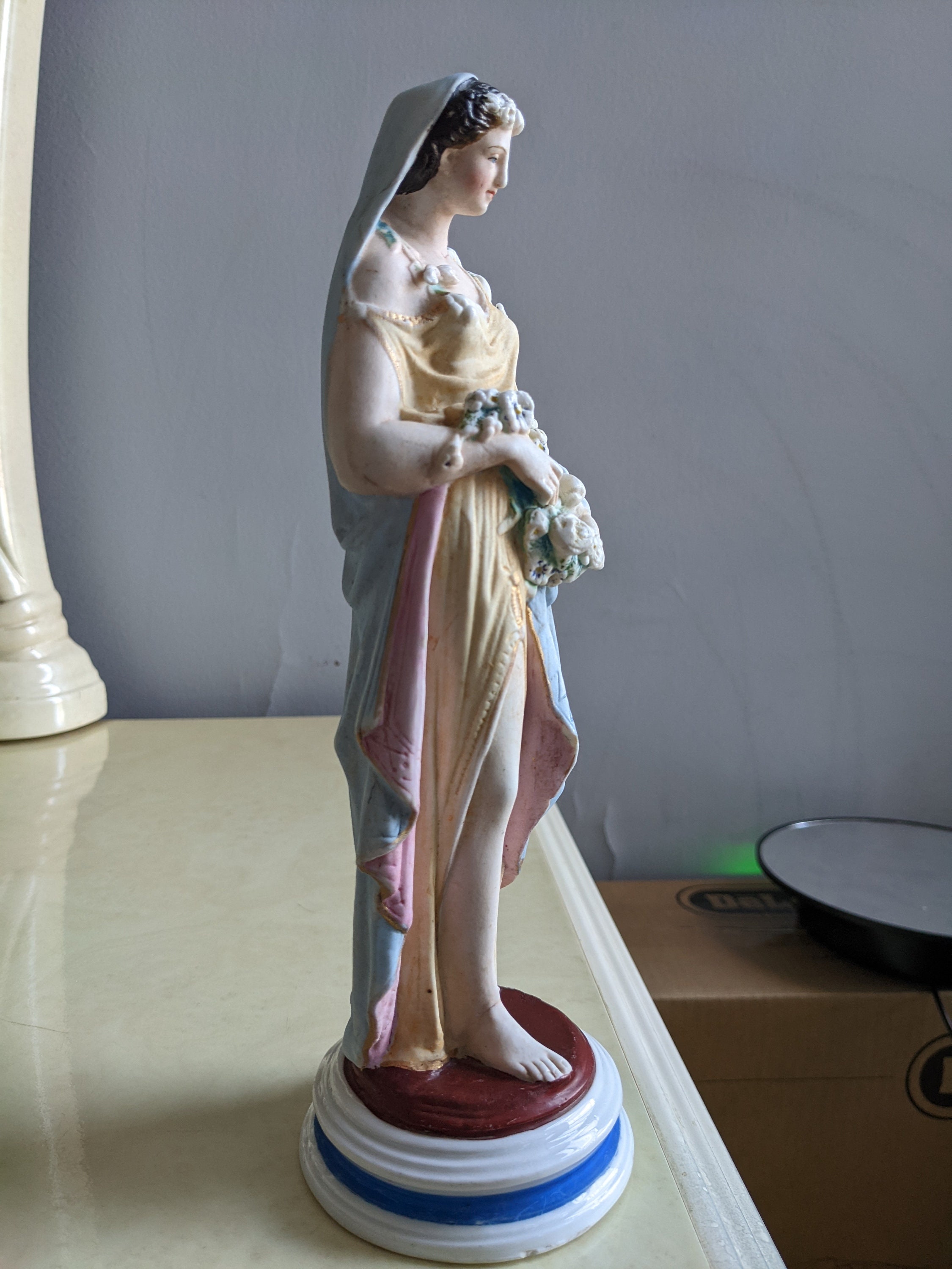 Antique Rare French Limoges Flower Girl Porcelain Polychrome Figurine ...