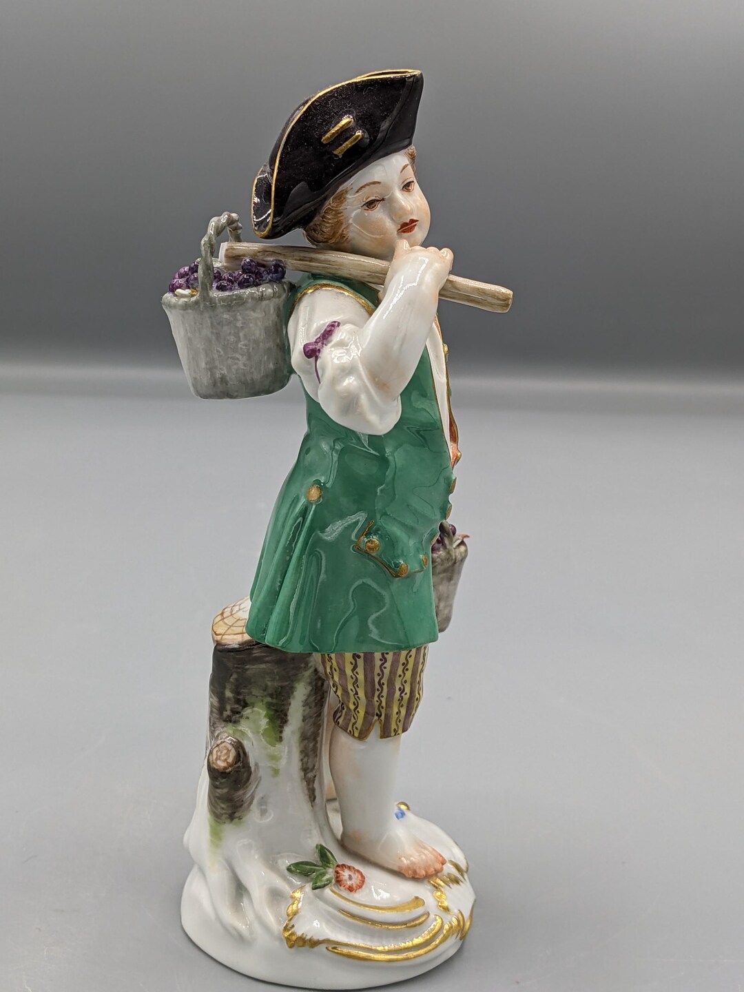 Antique Meissen German Gardener's Child With Baskets Porcelain Figurine ...