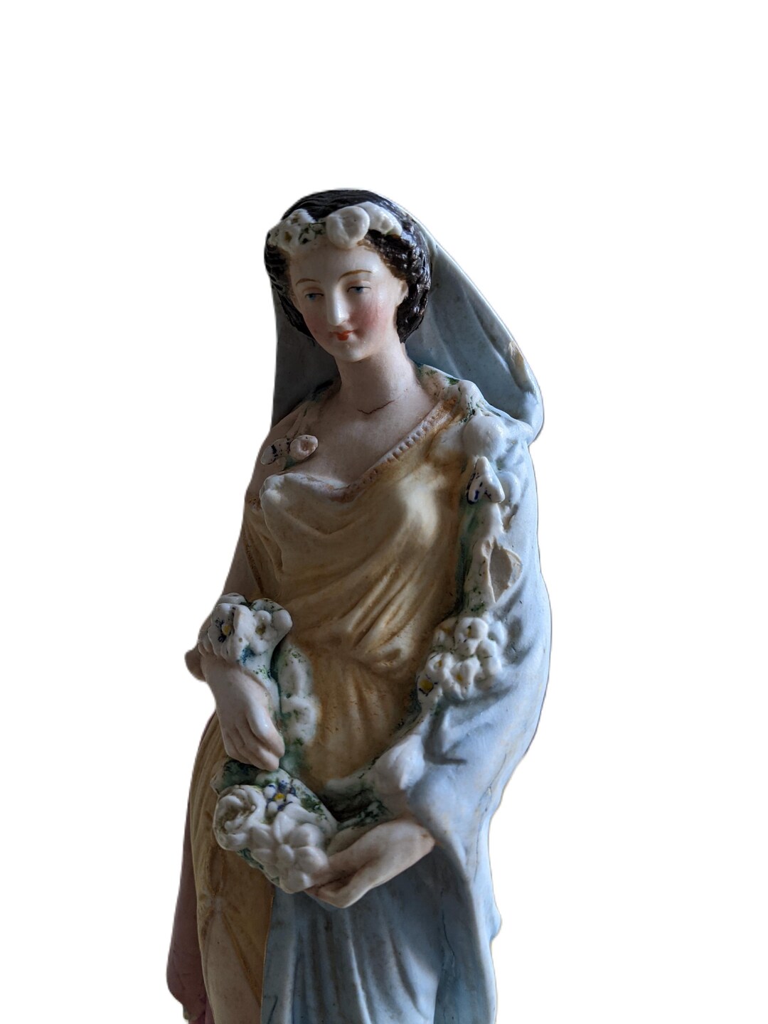 Antique Rare French Limoges Flower Girl Porcelain Polychrome Figurine ...