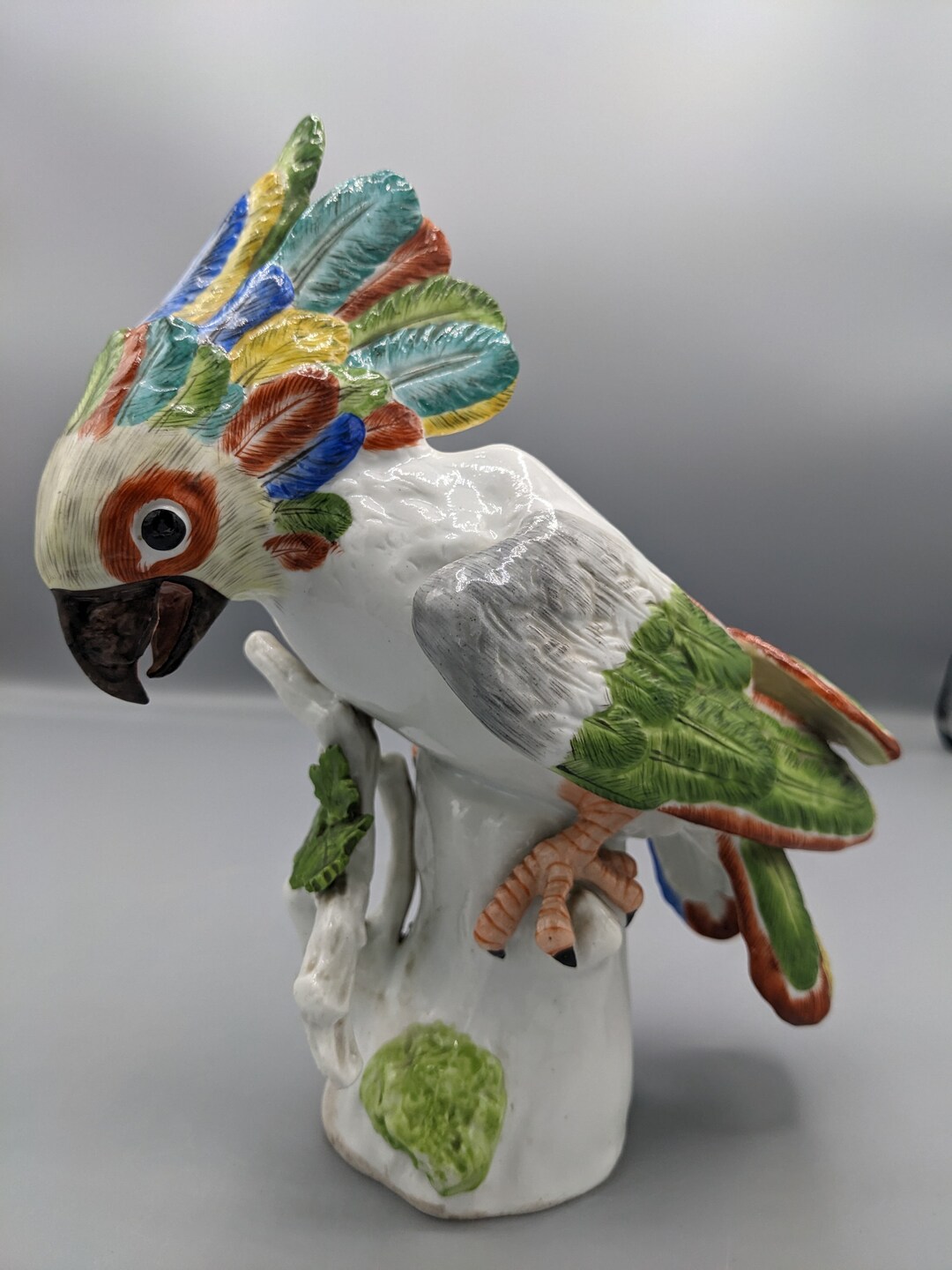 Large Antique 19th C Meissen Samson Porcelain Figurine Bird Cockatoo ...