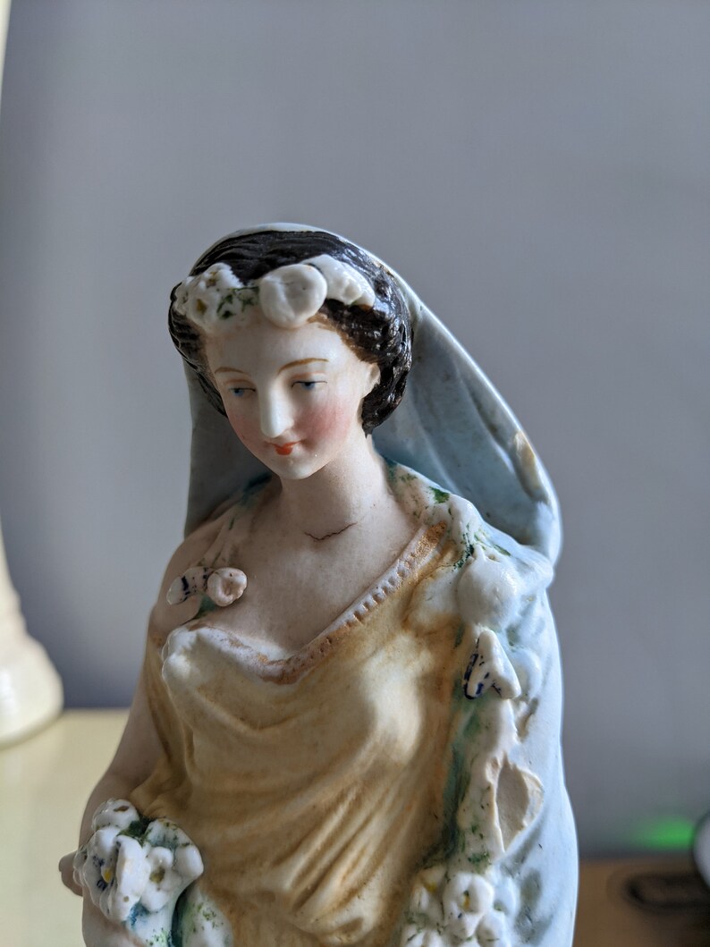 Antique Rare French Limoges Flower Girl Porcelain Polychrome Figurine ...