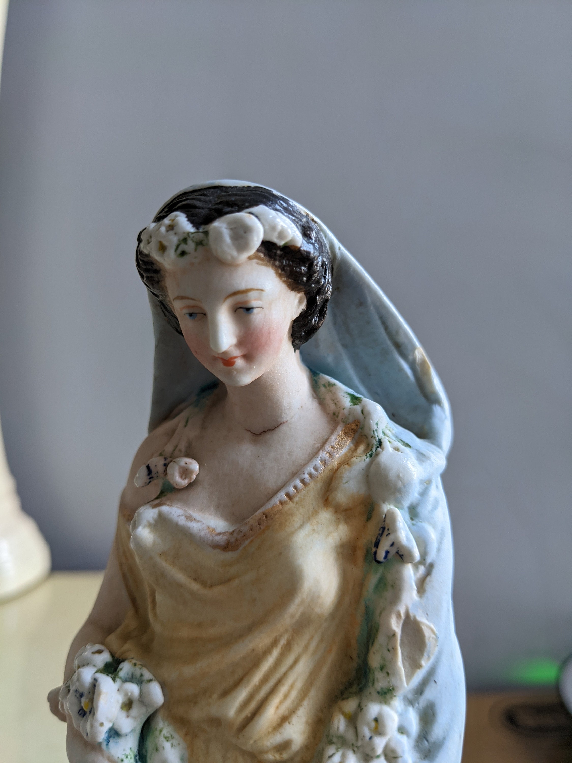 Antique Rare French Limoges Flower Girl Porcelain Polychrome Figurine ...