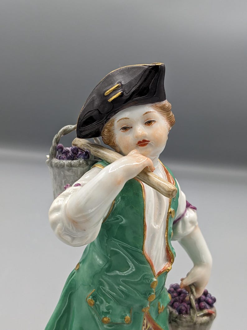 Antique Meissen German Gardener's Child With Baskets Porcelain Figurine ...