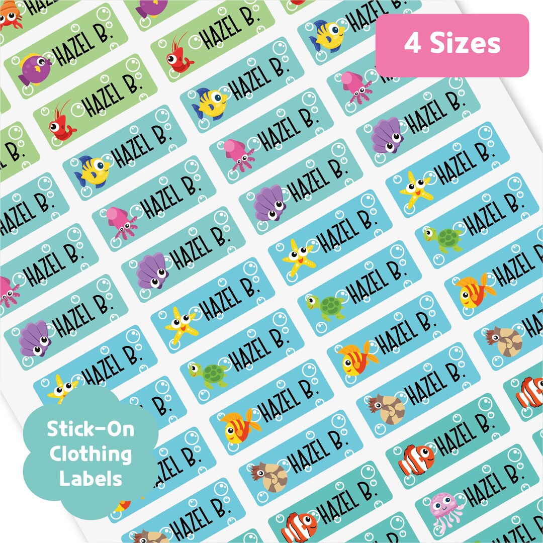 Custom Stick-on Clothing Name Label Stickers Personalized Fabric ...