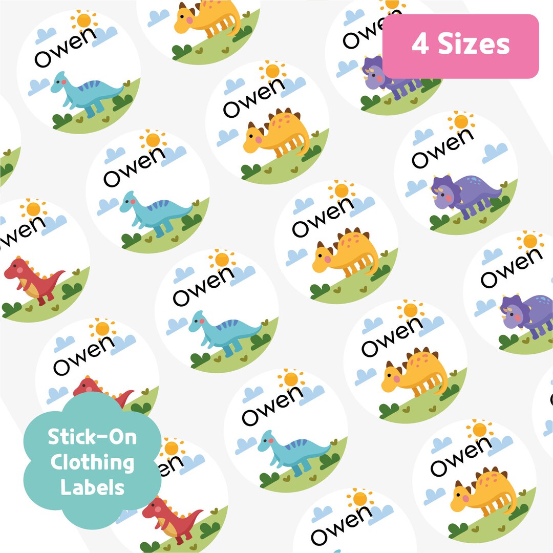 Custom Stick-on Clothing Name Label Stickers Personalized Fabric ...