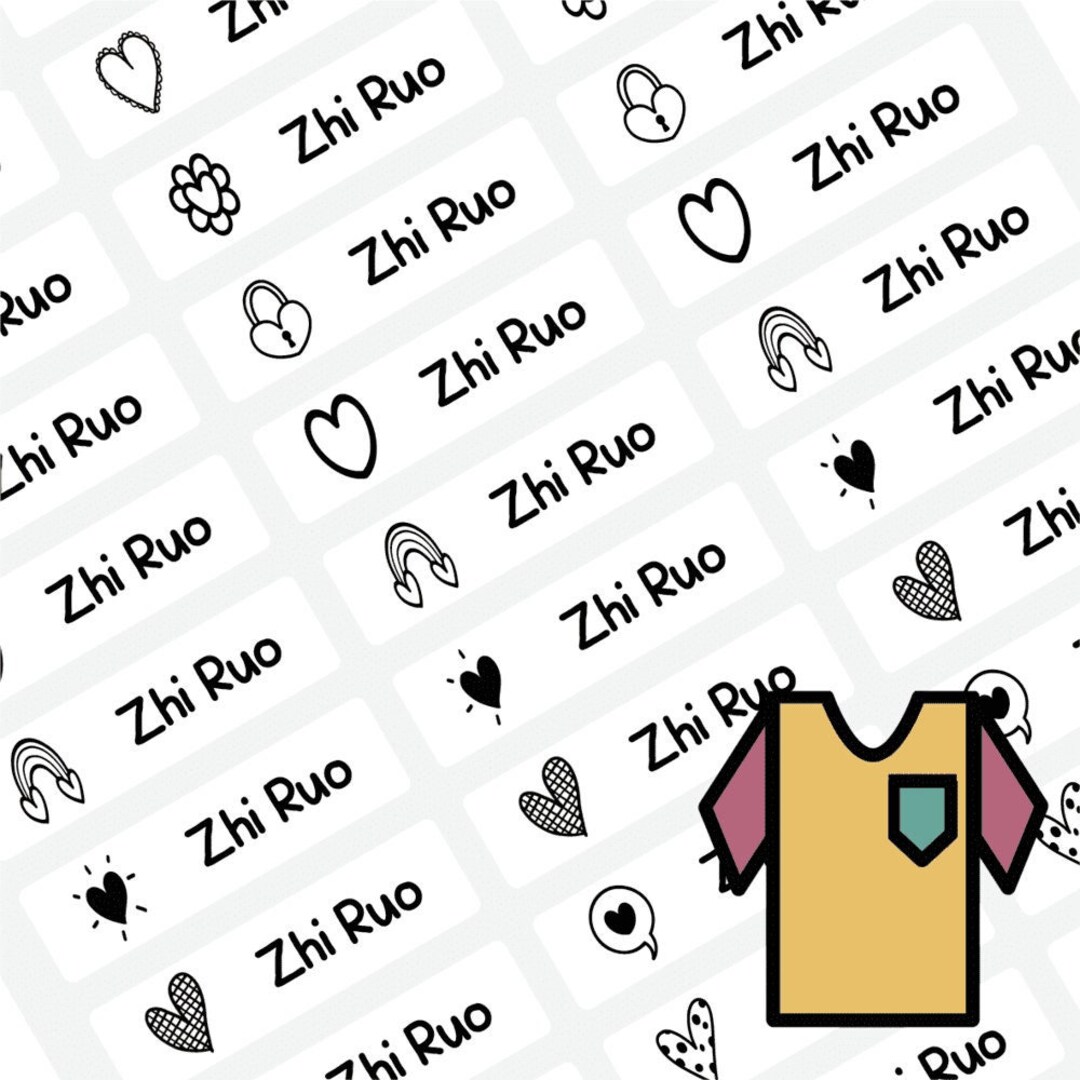 Custom Stick-on Clothing Name Label Stickers // Personalized White ...
