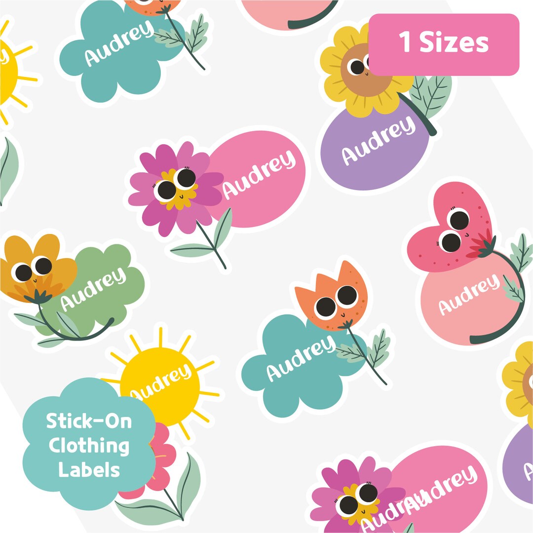 Custom Stick-on Clothing Name Label Stickers Personalized Fabric ...