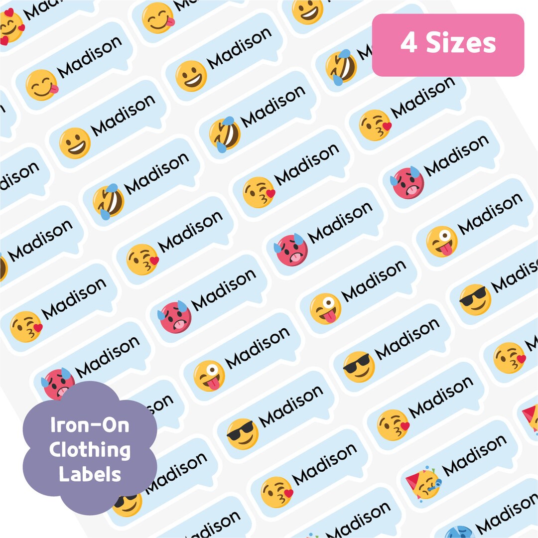 Custom Iron-on Clothing Name Label Stickers Personalized Fabric Textile ...