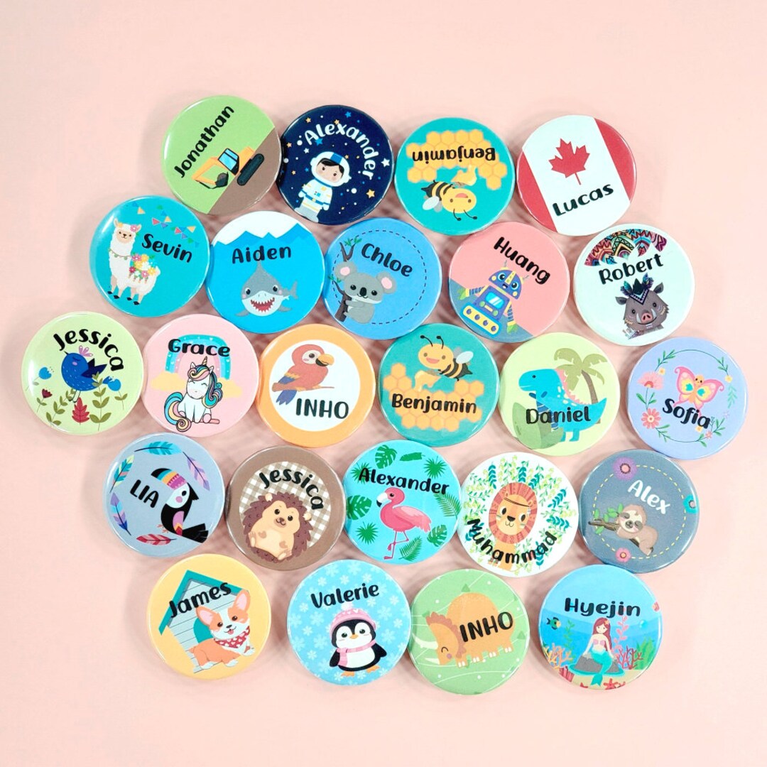 Custom Button Badge Pin-back Badge Personalized Badge Name - Etsy