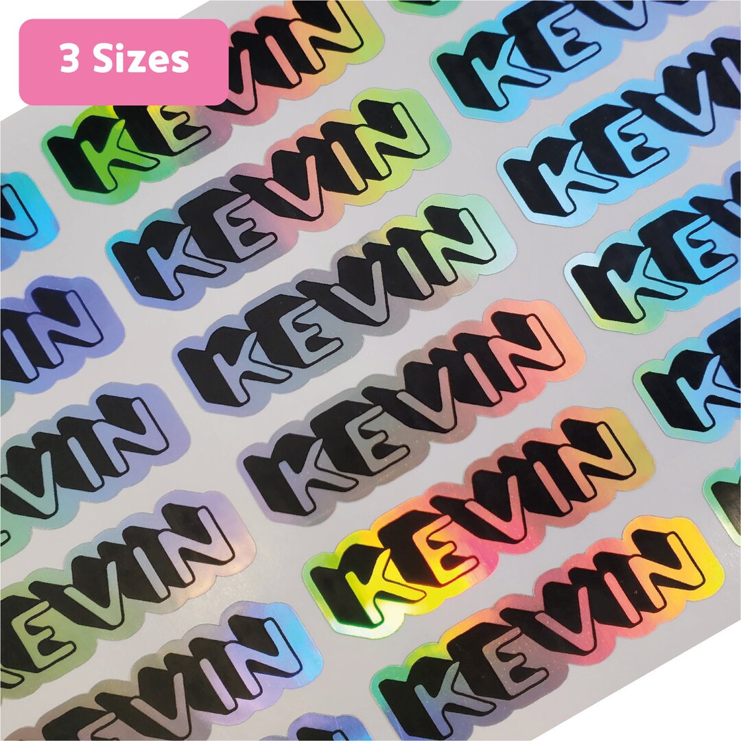 3D Effect Name Label Stickers Holographic Waterproof Custom ...