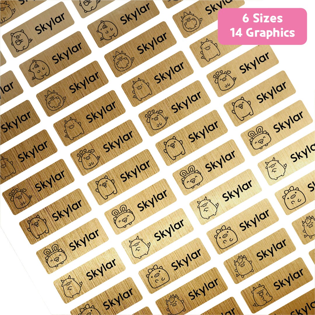 Custom Name Label Stickers Gold Waterproof Custom Personalized Decals ...