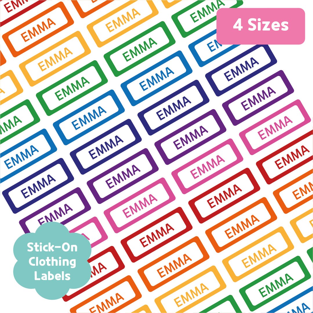 Custom Stick-on Clothing Name Label Stickers Personalized Fabric ...